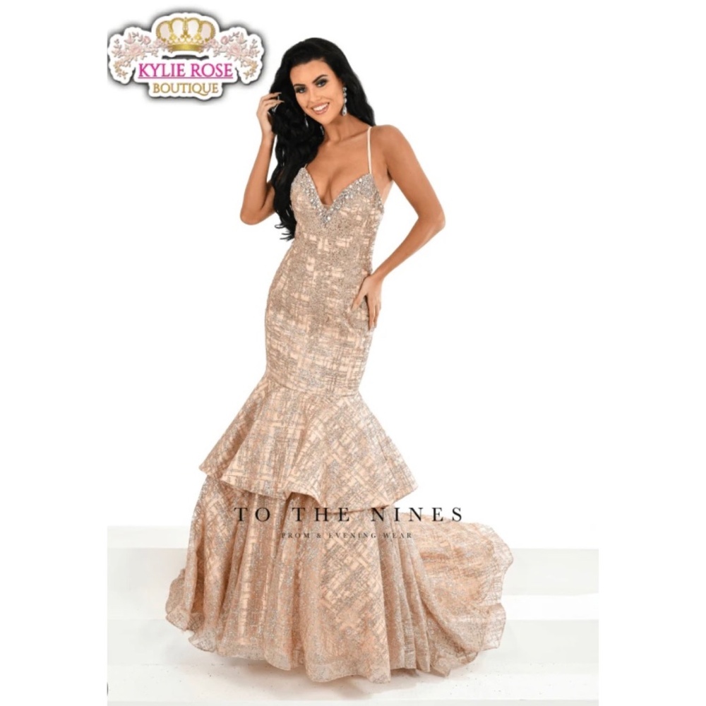 Tng123 Rose Gold Glitter Sparkly Fishtail Prom Pagean… - Gem